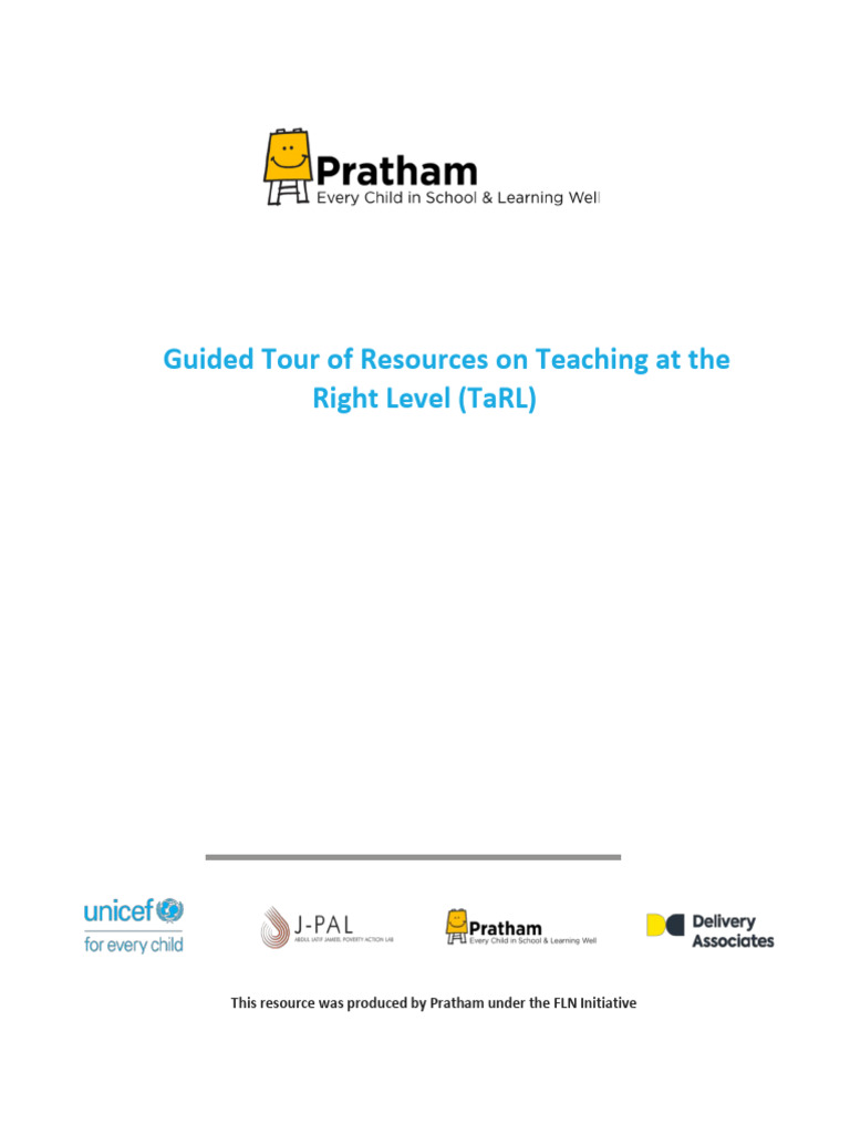 Guided Tour of The Resources On Teaching at Right Level (TaRL) | PDF | Learning | Literacy
