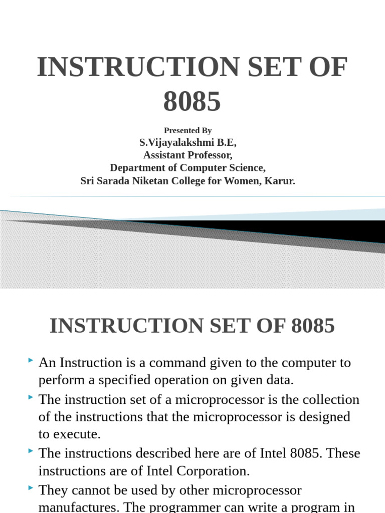 Instruction Set of 8085 | PDF | Computing | Computer Engineering