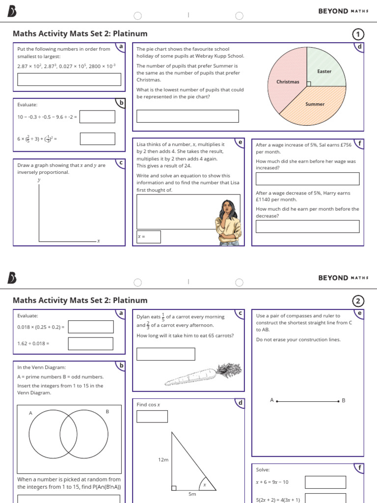 5 - Maths Activity Mats Set 2 - Highest Ability | PDF | Elementary ...