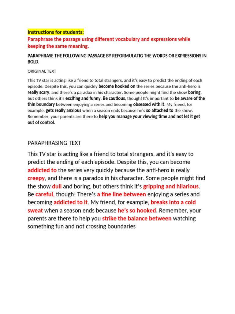 Evaluation Paraphrasing 2 | PDF