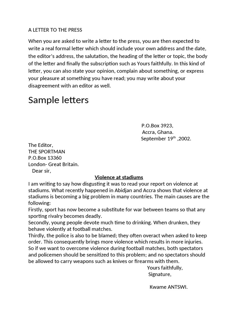 A Letter To The Press-1 | PDF