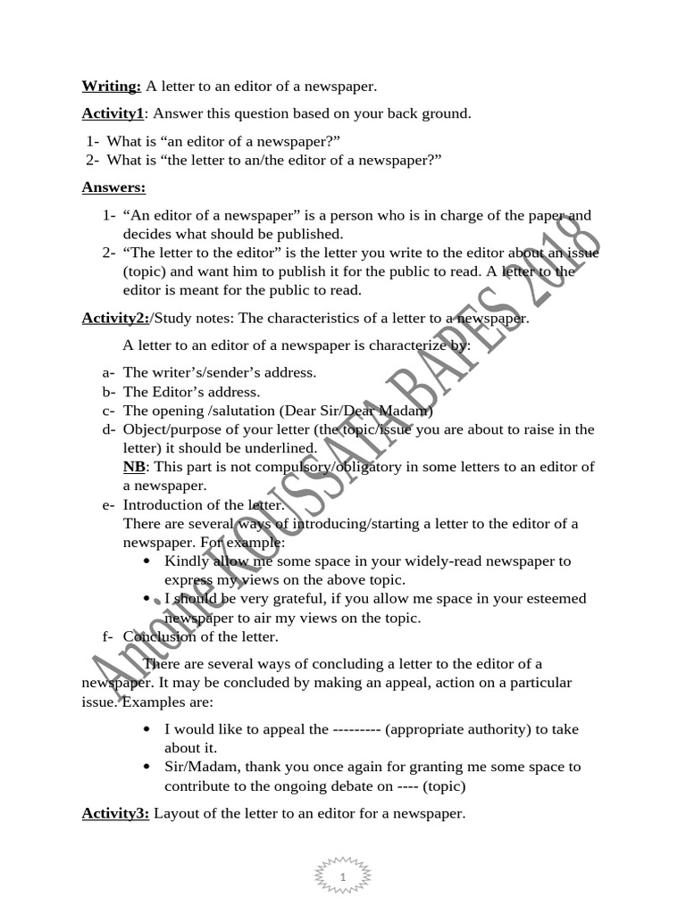 Writing Letters to Newspaper Editors | PDF