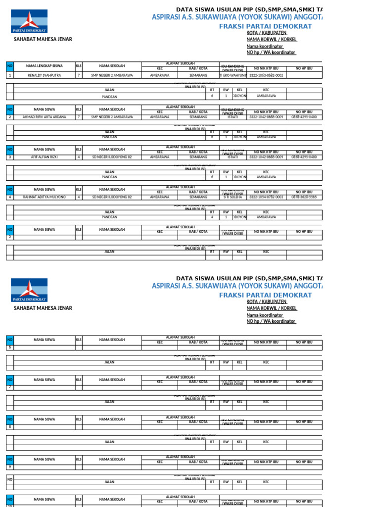Usulan PIP Siswa 2024 | PDF