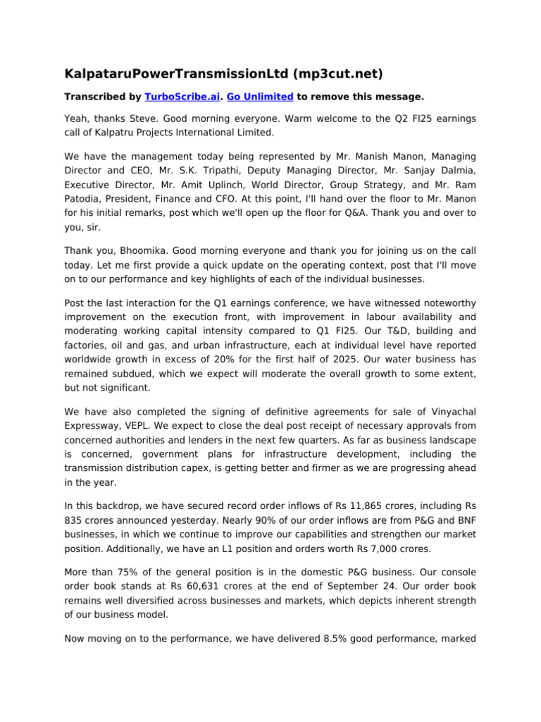 Kalpataru Power Transmission LTD | PDF | Economies