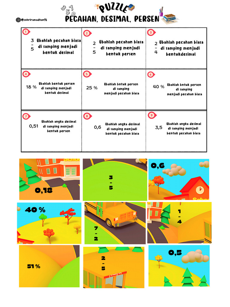 Puzzle Pecahan, Desimal, dan Persen | PDF