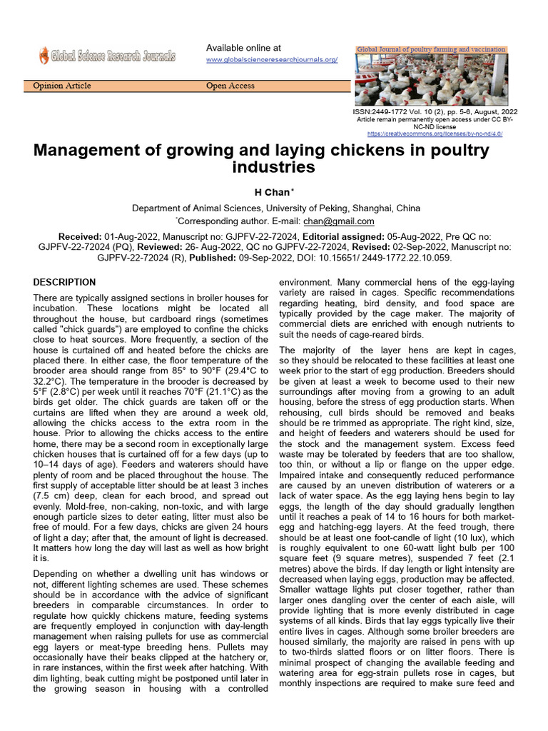 Managing Chickens in Poultry Farming | PDF | Chicken | Poultry Farming