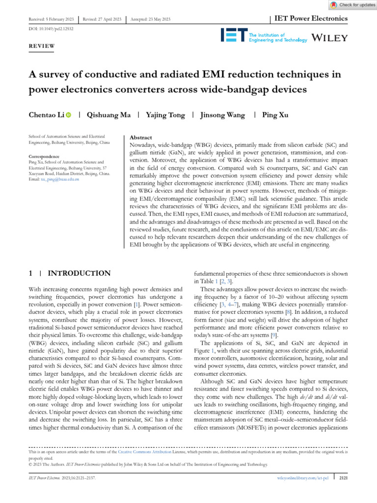 IET Power Electronics - 2023 - Li - A Survey of Conductive and Radiated ...