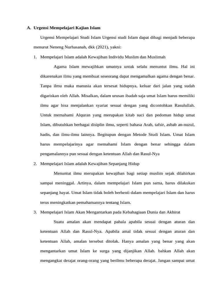 Urgensi Mempelajari Kajian Islam | PDF | Agama & Spiritualitas