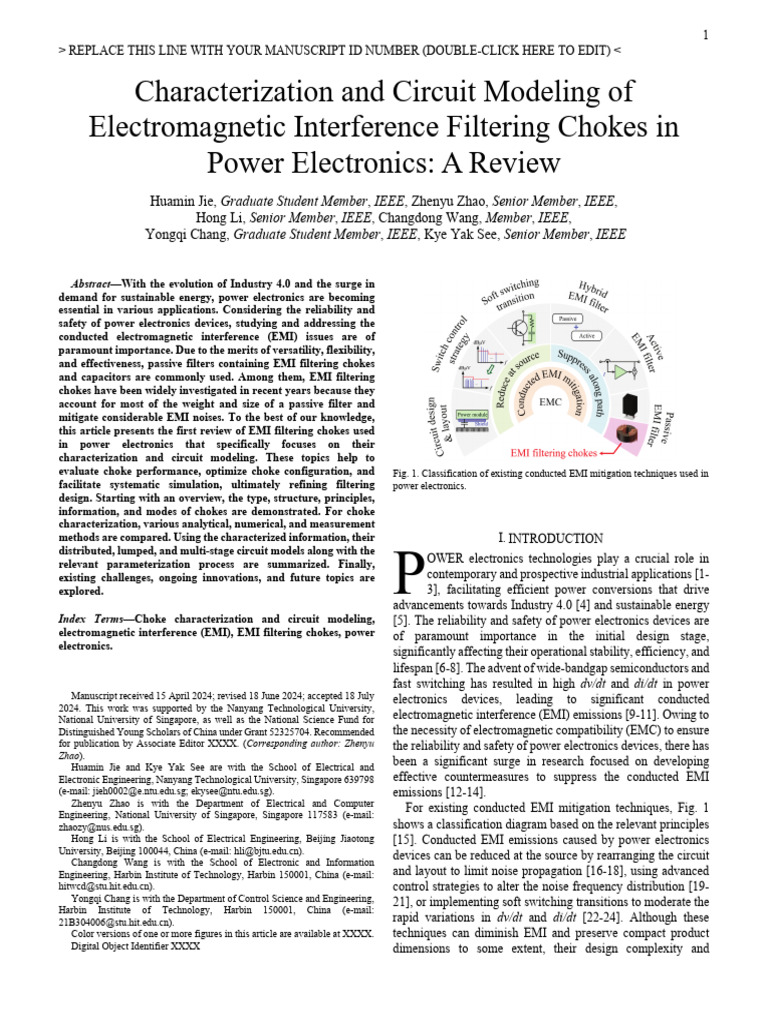 Characterization and Circuit Modeling of Electromagnetic Interference Filtering Chokes in Power ...