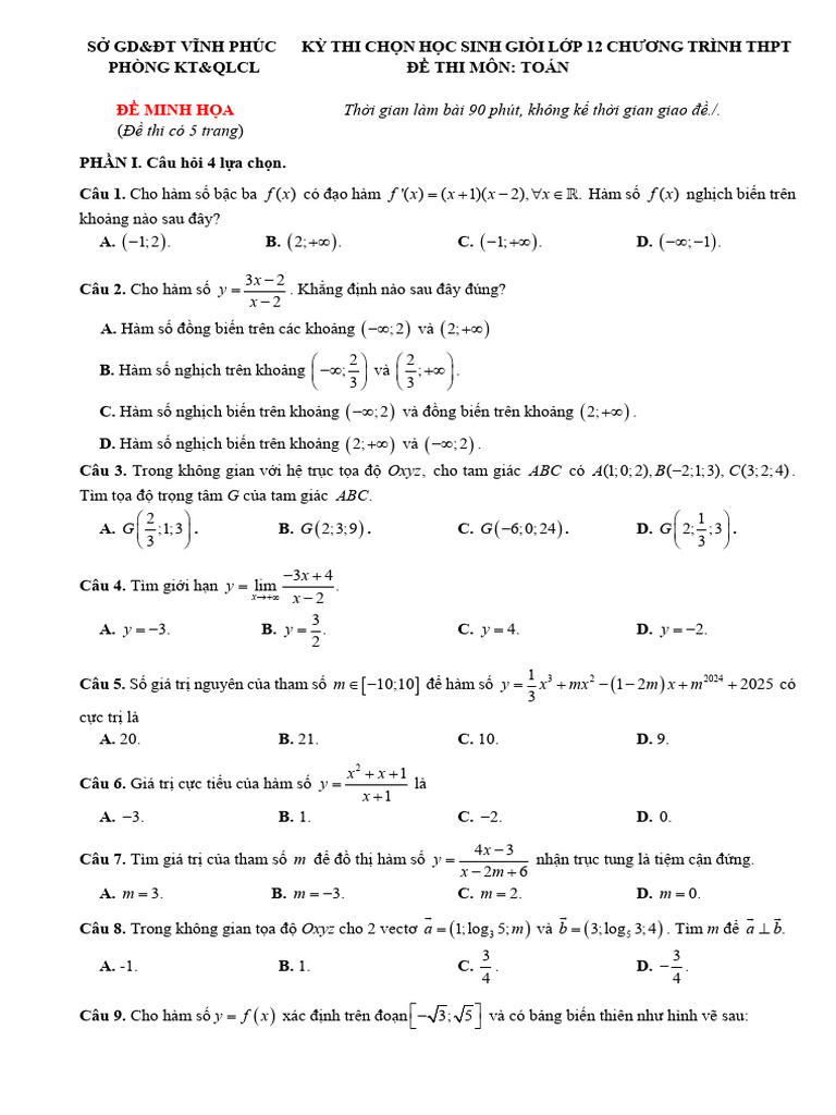 De Minh Hoa Chon Hoc Sinh Gioi Toan 12 Nam 2024 2025 So GDDT Vinh Phuc 1 5 | PDF