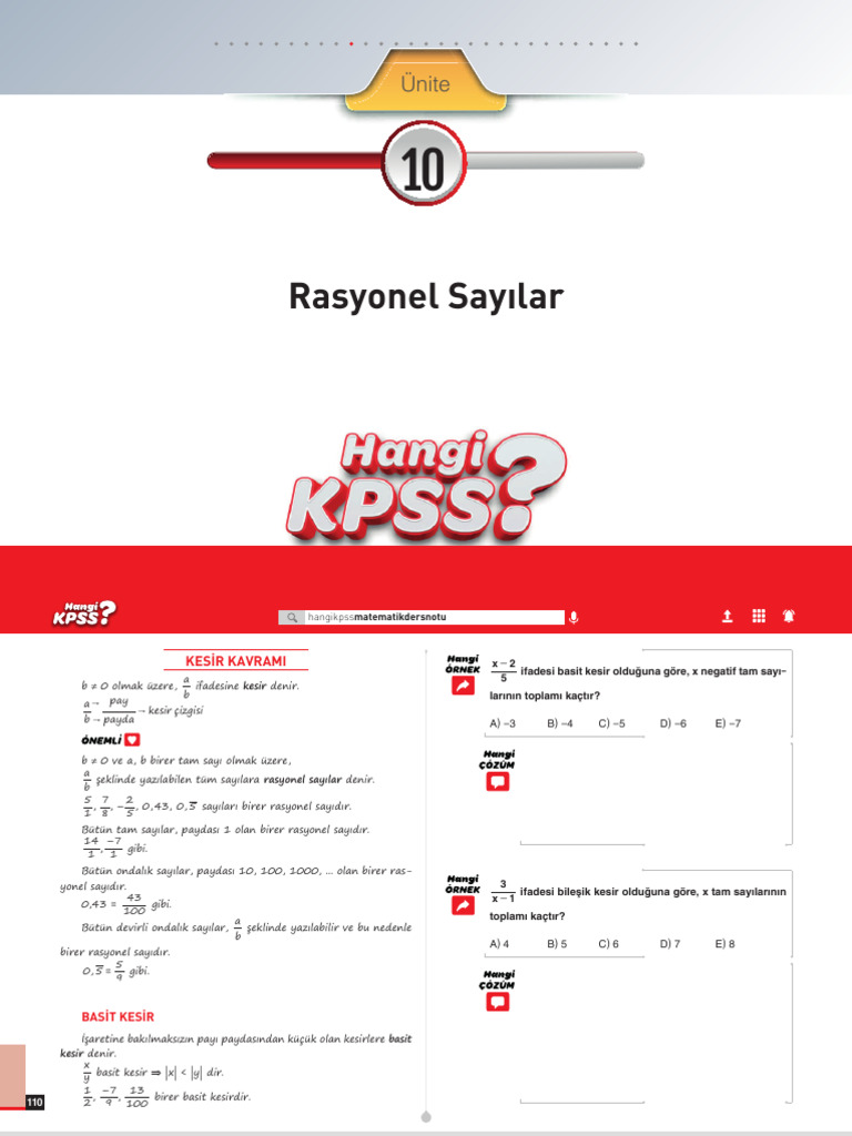 10-Rasyonel Sayılar - Compressed | PDF