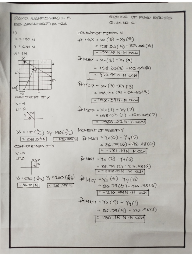 David, Jhames BS Archi 2a Statics Quiz No. 2 | PDF