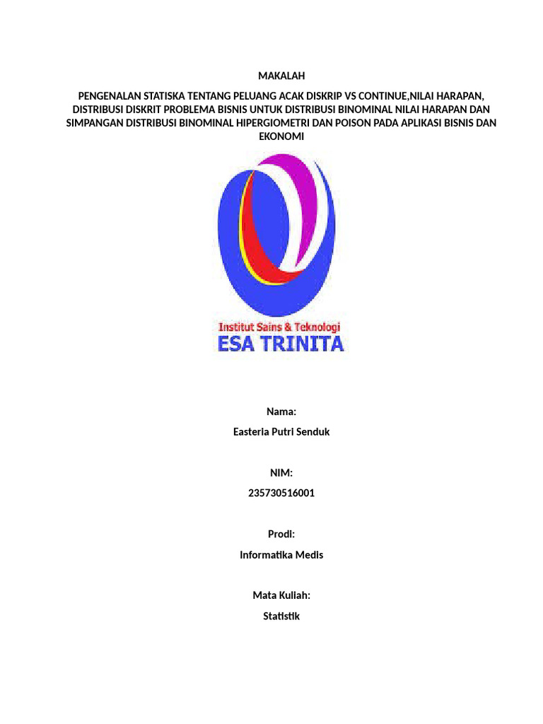 Makalah Statistika Tugas 3 (Easteria) | PDF