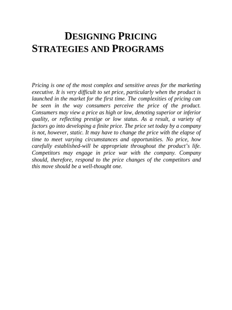 Pricing Strategies and Program | PDF | Elasticity (Economics) | Pricing