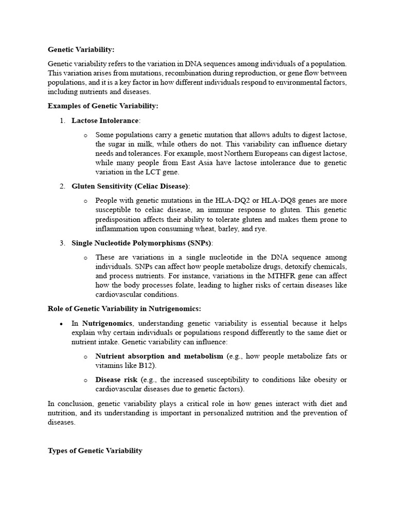Genetic Variability and Types | PDF | Single Nucleotide Polymorphism ...