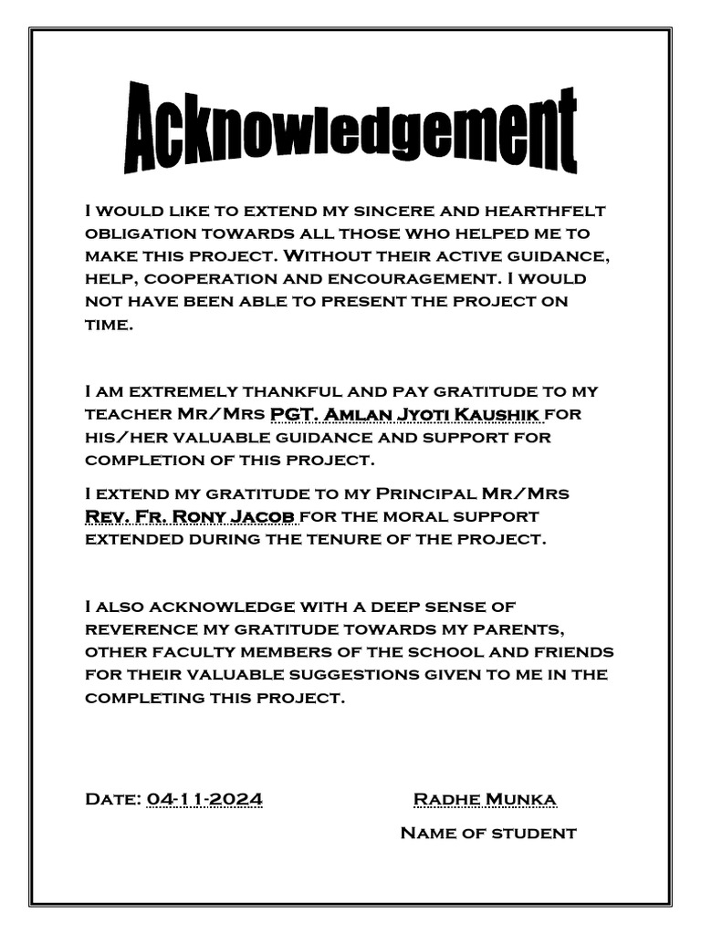 Acknowledgement Munka Bio | PDF