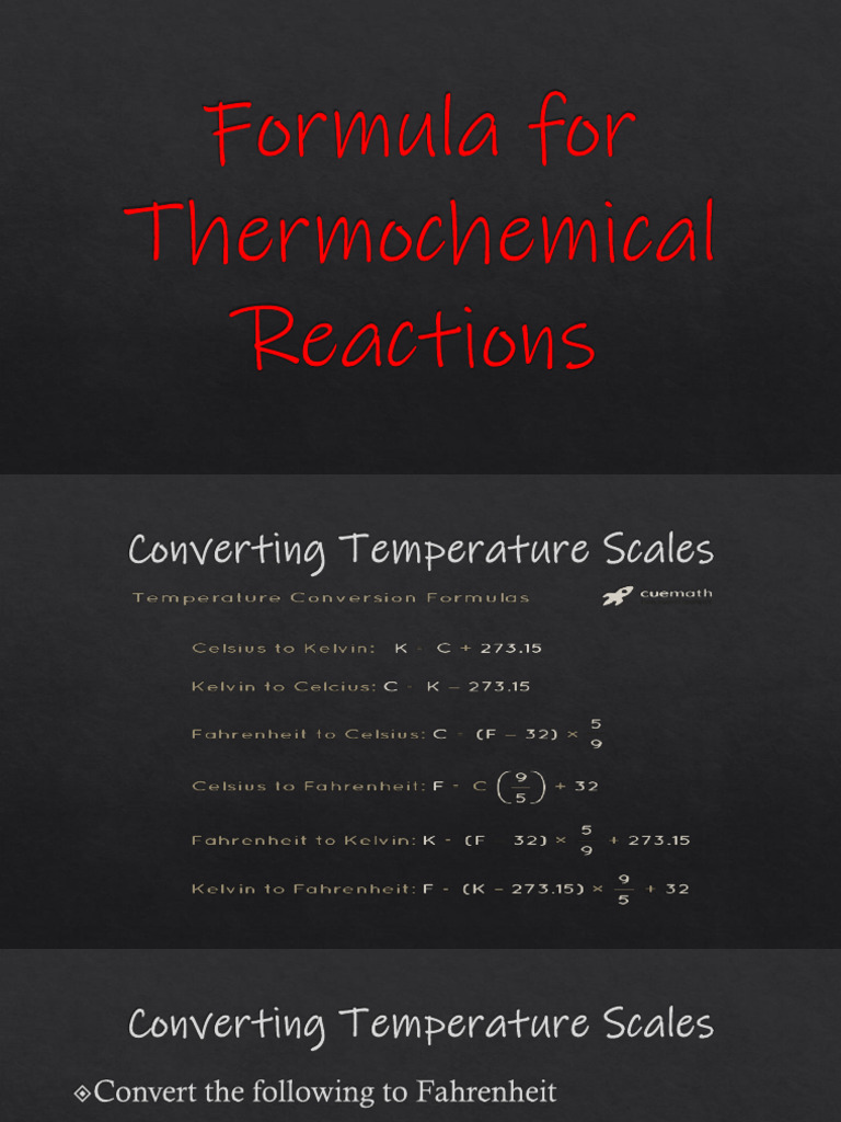 Formula For Thermochemical Reactions 2.0 | PDF