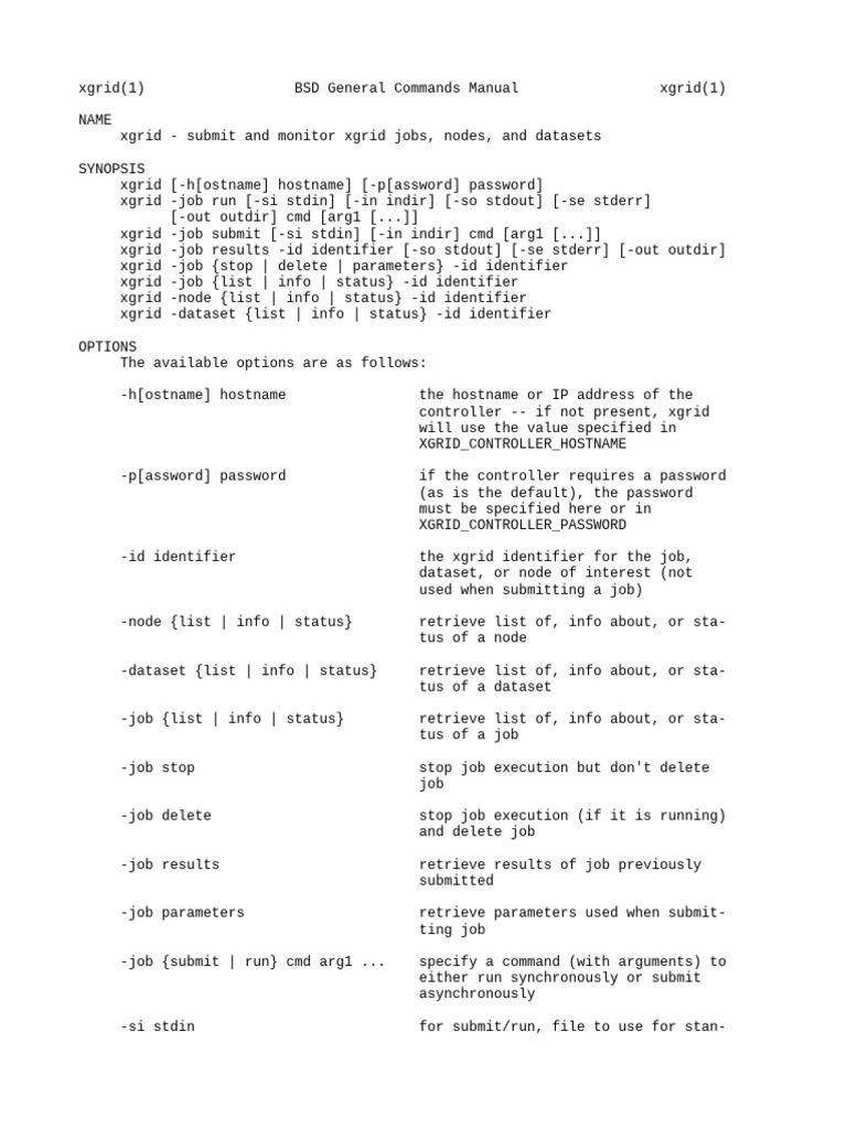 Xgrid Command Manual for Admins | PDF | Software | Computing