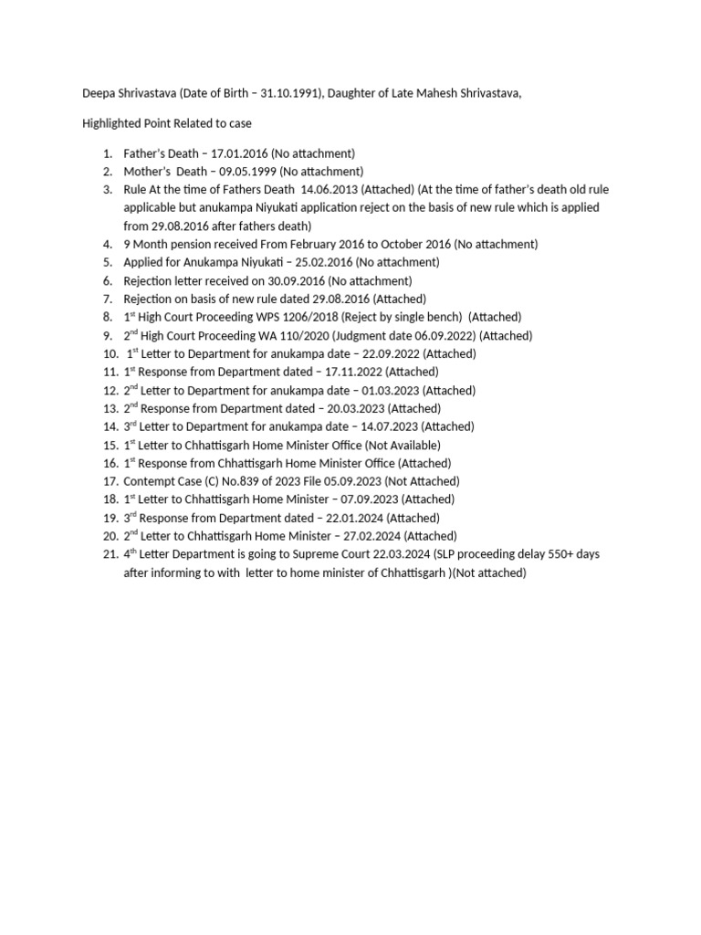 Deepa Shrivastava Anukampa Niyukati Highlight Letter | PDF