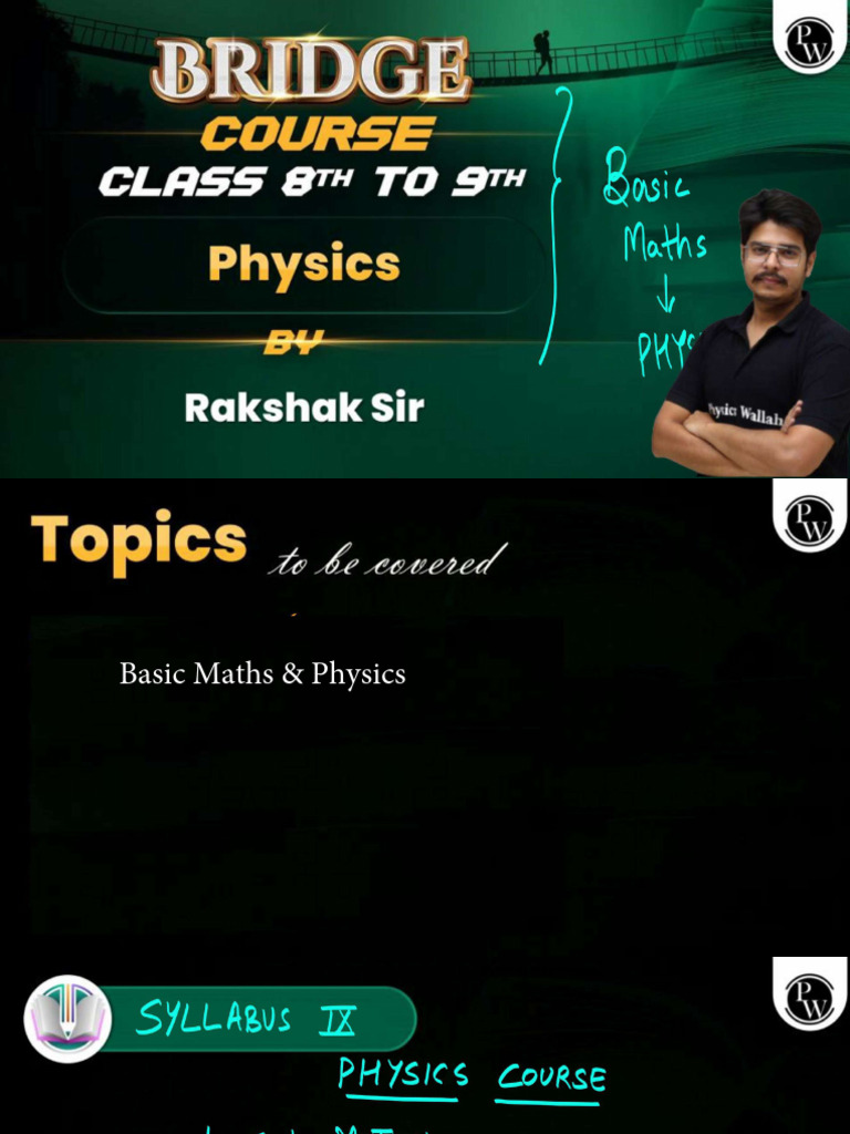 Class 9th Physics - Class Notes - 8th To 9th Bridge Course | PDF