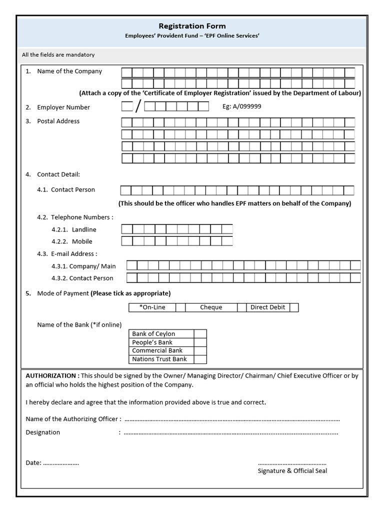 EPF Online Registration Form Guide | PDF | Banks | Cheque