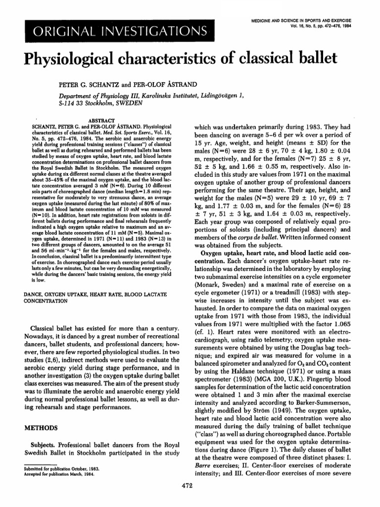 Physiological Characteristics of Classical Ballet.9 | PDF | Law ...