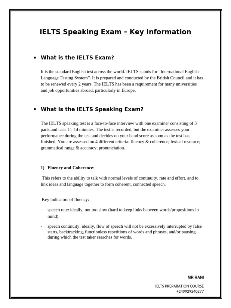 What Is IELTS Speaking Test | PDF | Fluency | Speech