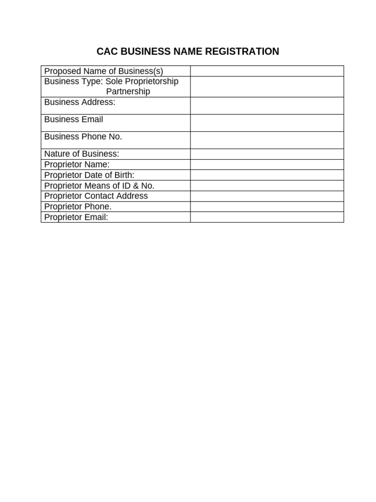 Cac Business Name Registration | PDF Cac Business Name Registration | PDF