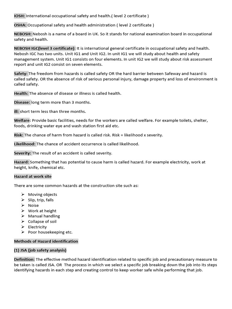 HSE Notes | PDF | Crane (Machine) | Scaffolding