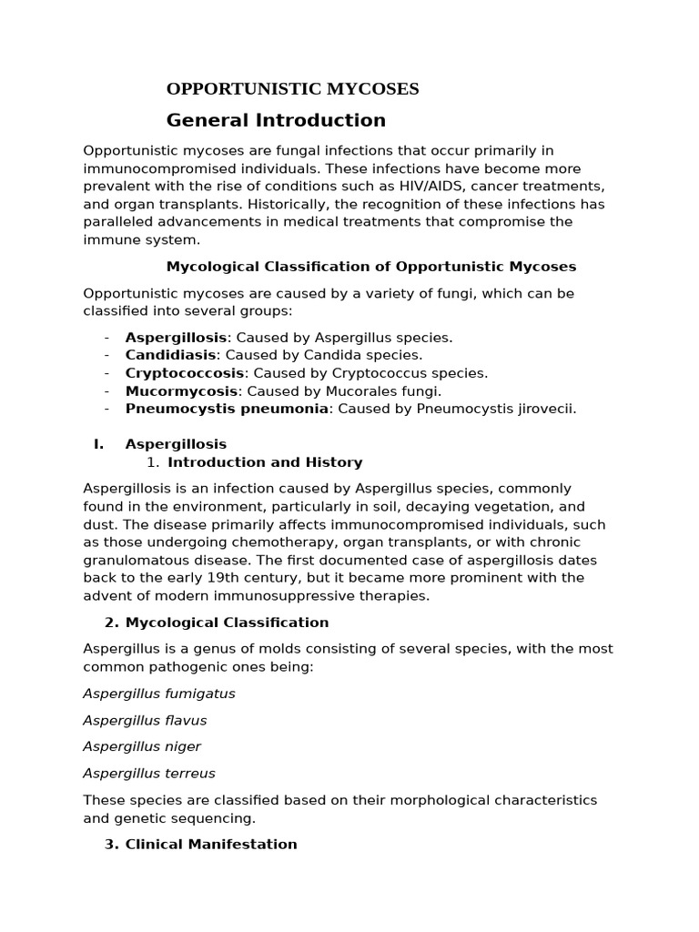 Opportunistic Mycoses | PDF | Candida (Fungus) | Candidiasis