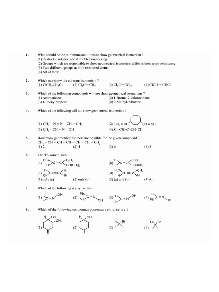 Isomerism (DPP - 2) | PDF