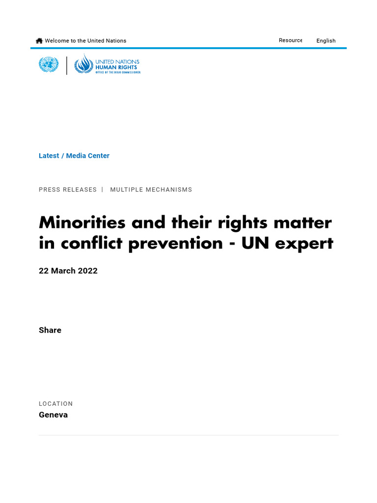 Minorities and Their Rights Matter in Conflict Prevention - UN Expert ...