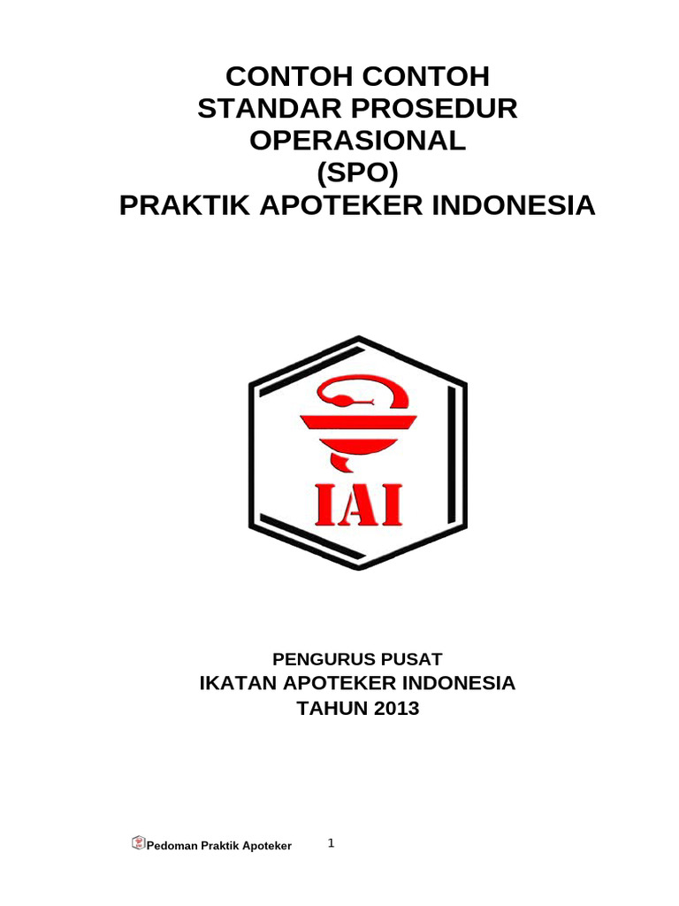 Pedoman SPO Praktik Apoteker 2013 | PDF
