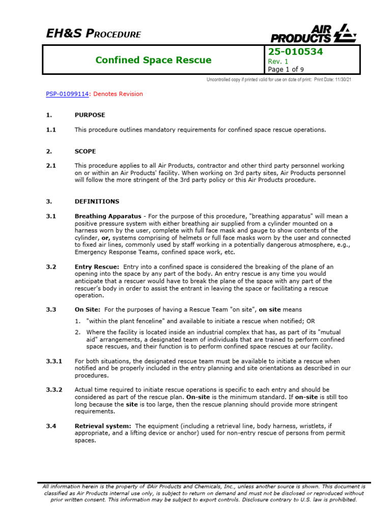 Confined Space Rescue Procedure Guide | PDF | Emergency | Safety