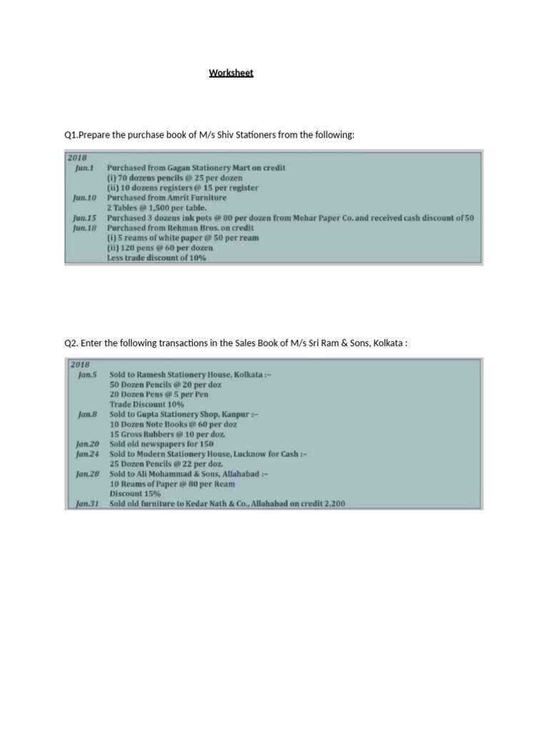 Accountancy Worksheet Class 11th | PDF | Finance & Money Management ...