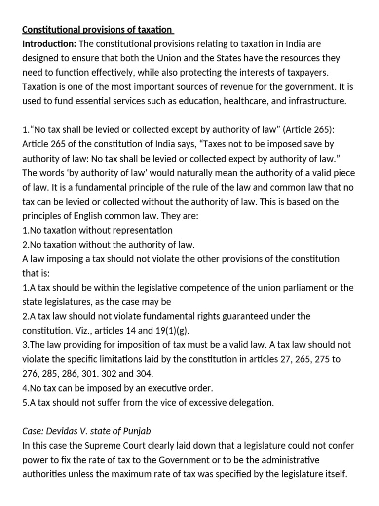 Constitutional Taxation Provisions in India | PDF | Taxes | Loans