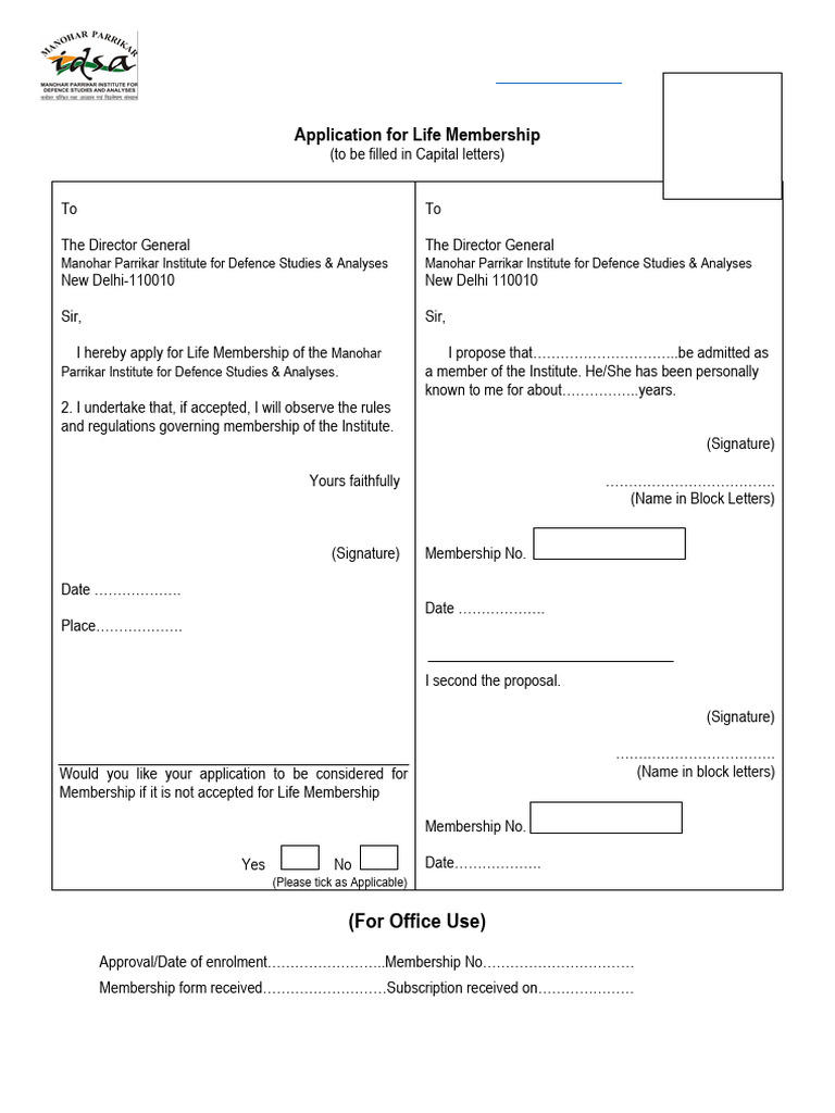 Life Membership Application Form | PDF