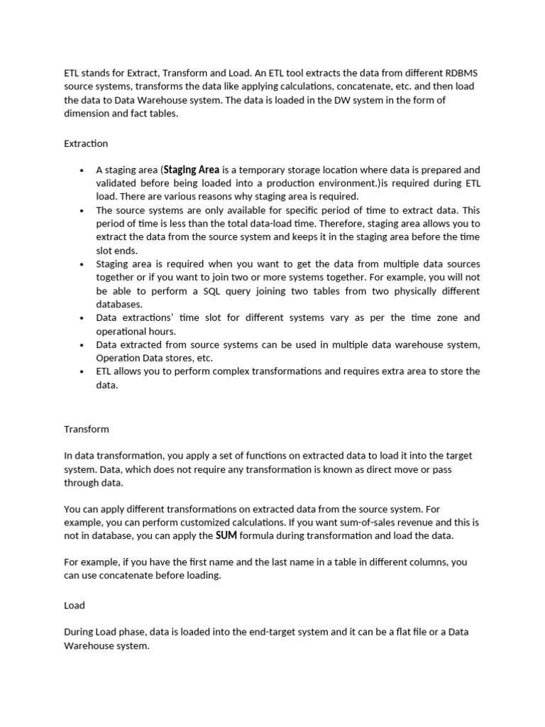 ETL | PDF | Data Warehouse | Databases