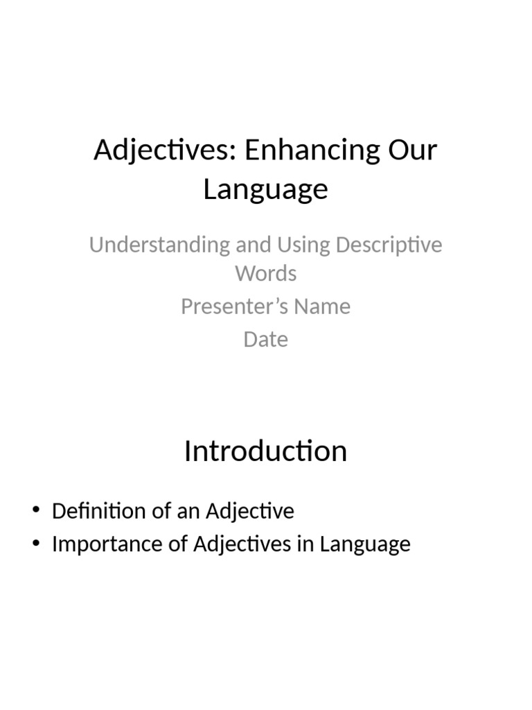 Adjectives Presentation | PDF | Career & Growth