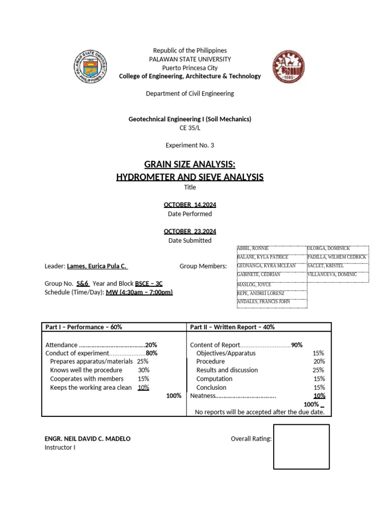 Grain Size Analysis: Hydrometer & Sieve | PDF | Soil | Natural Materials