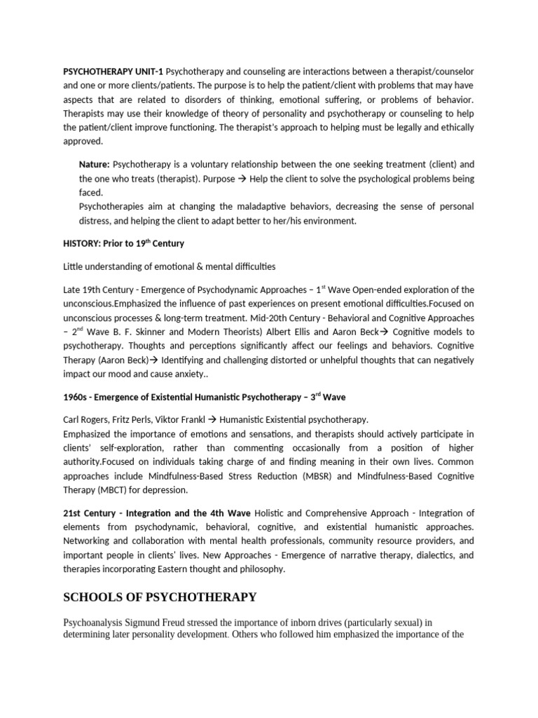 Psychotherapy Unit | PDF | Psychotherapy | Humanistic Psychology