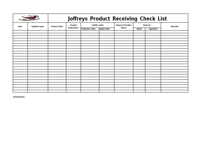 Daily Product Receiving Checklist | PDF