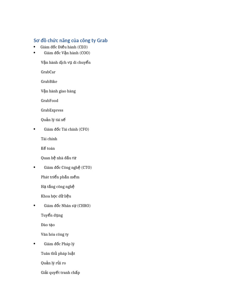 So Do Chuc Nang Cua Cong Ty Grab | PDF