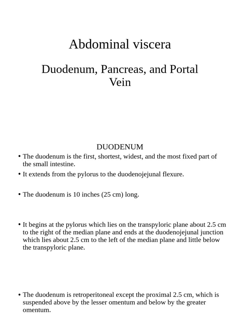 Anatomy of the Duodenum and Pancreas | PDF | Pancreas | Gastroenterology