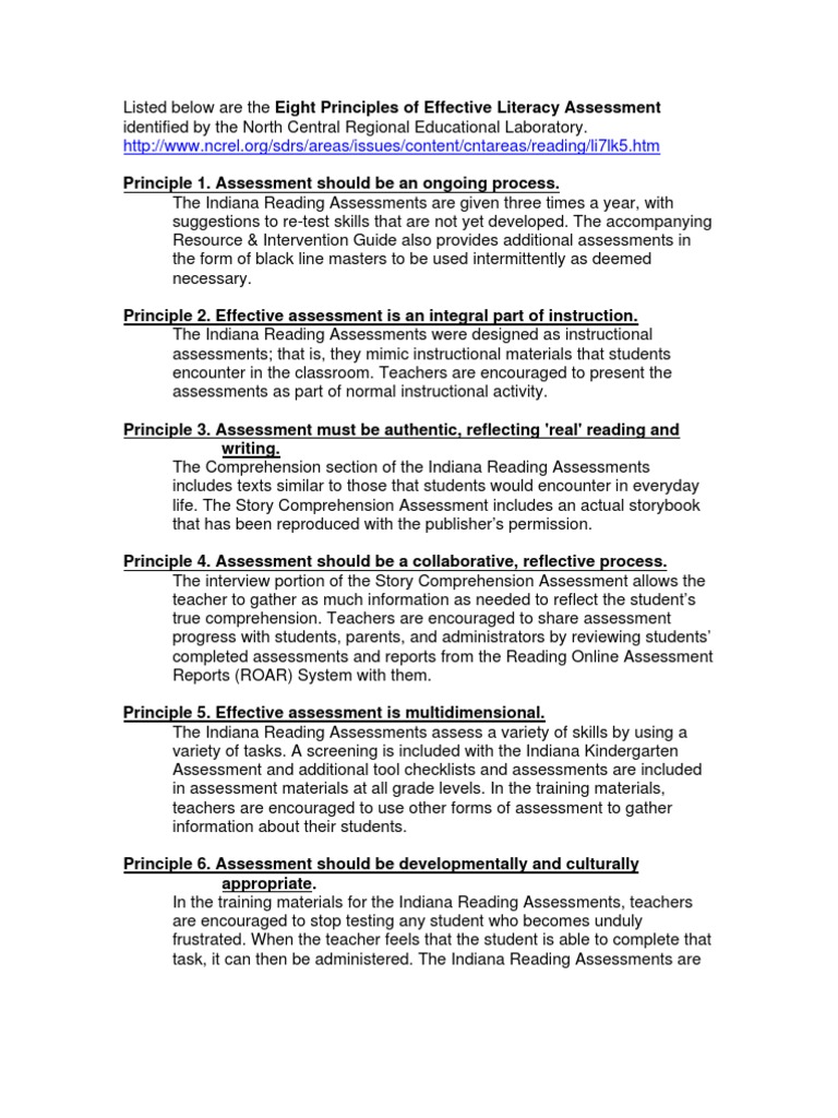 Eight Principles | PDF | Educational Assessment | Reading Comprehension