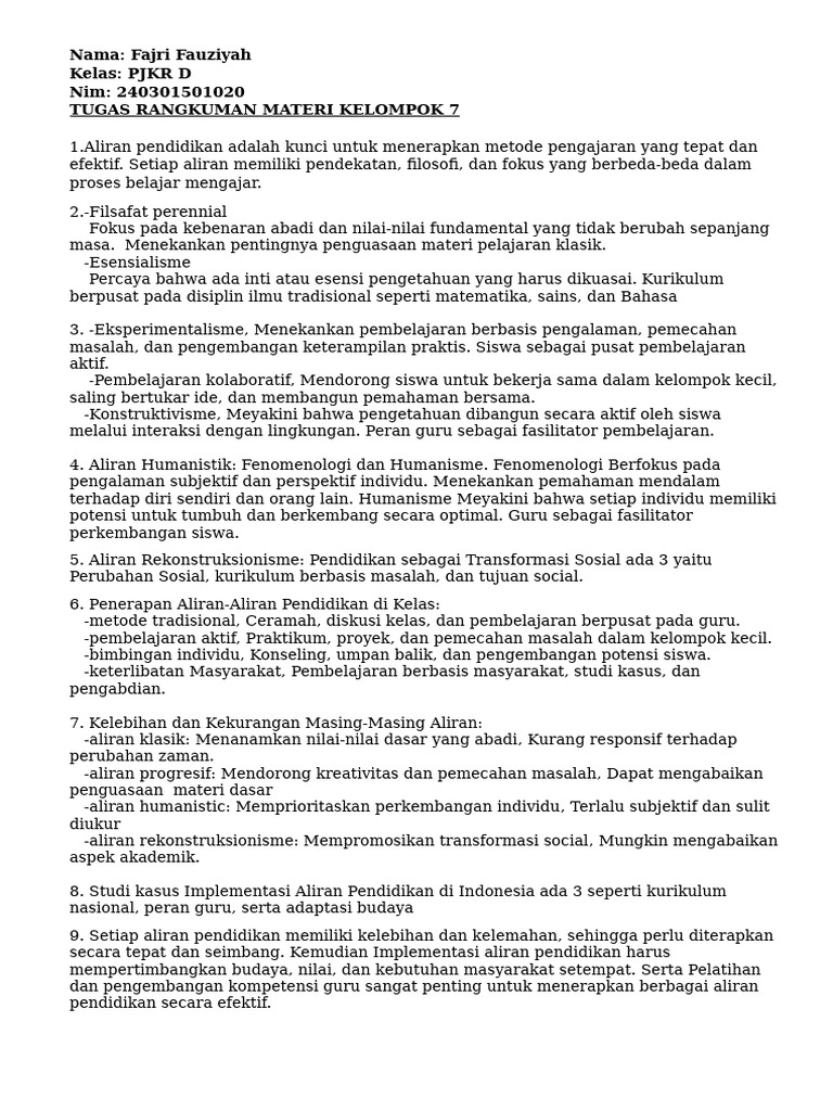 TGS Rangkuman KLP 7 Fajri Fauziyah | PDF | Sains & Matematika