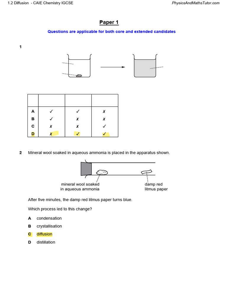 1.2 Diffusion MCQ QP | PDF | Oxide | Nitrogen