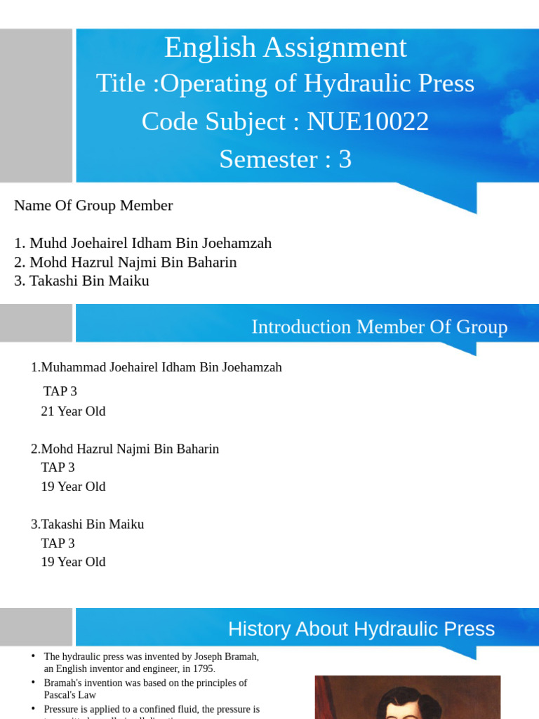 Progress of Hydraulic Press Assignment | PDF | Personal Protective Equipment | Mechanical ...