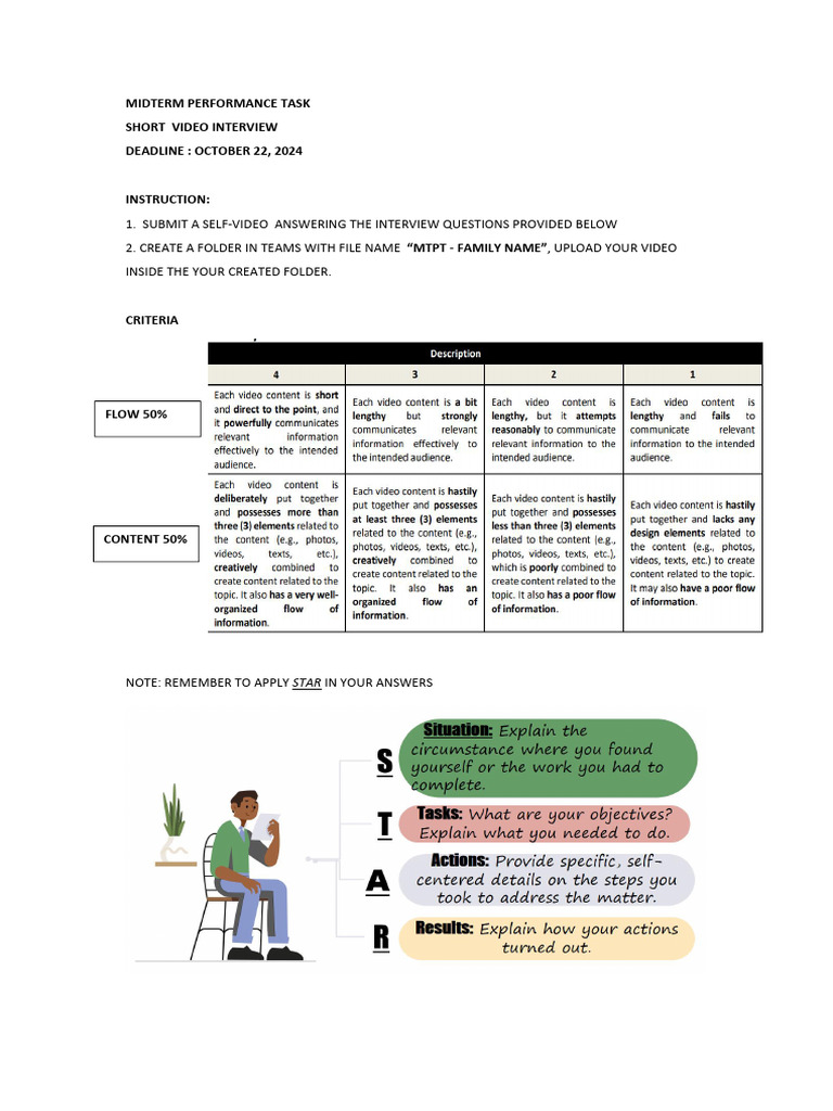 Midterm Video Interview Task | PDF