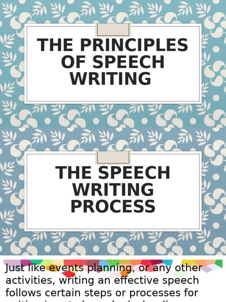 The Principles of Speech Writing Process | PDF | Information | Rhetoric
